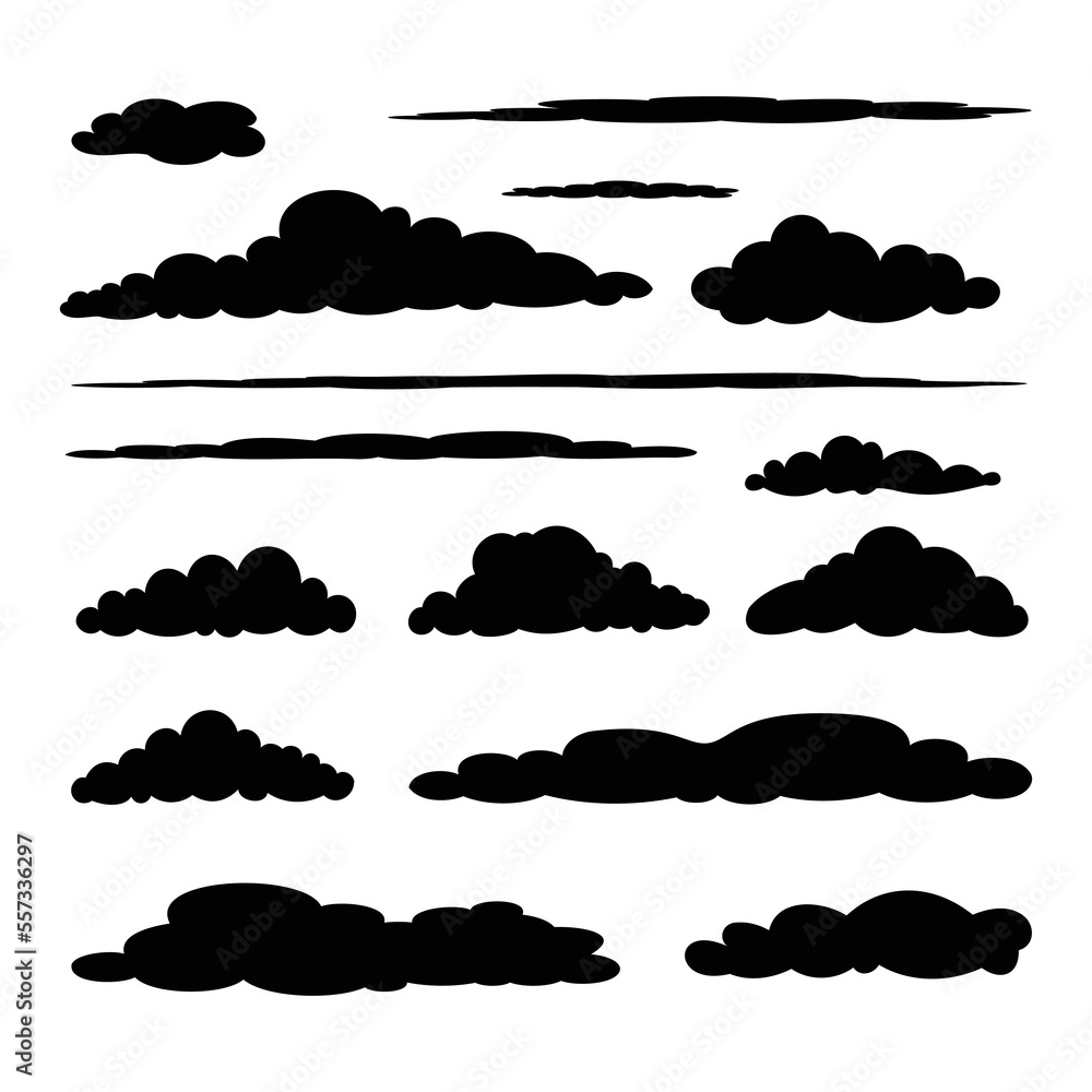 silhouettes of clouds vector design collection of various cloud shapes ...