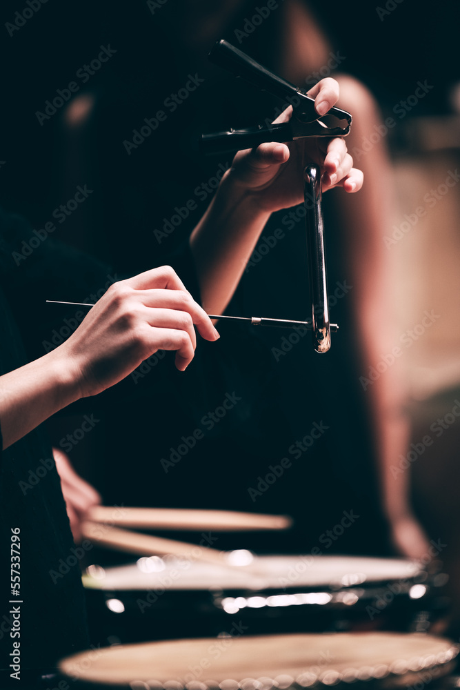 Indoor concert background abstract people performing music instruments ...