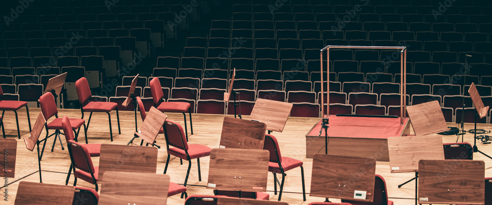 Indoor concert background abstract people performing music instruments ...