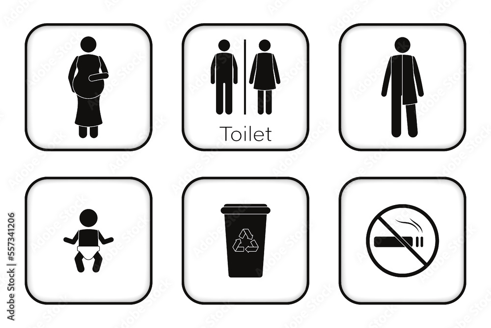 Restroom signs. WC signs. Toilet signs. Pregnant, Men and Women ...