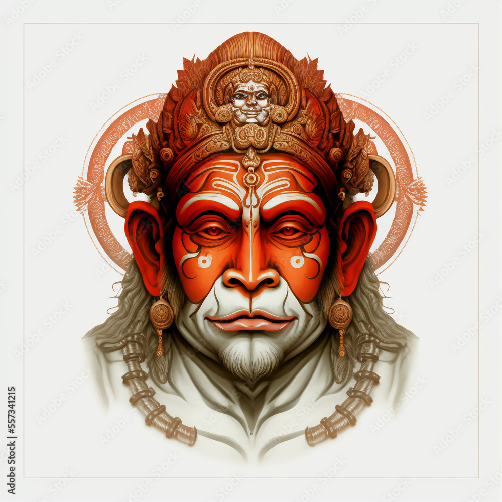 Hanuman illustration, Hindu monkey god, worshiped in India and other ...