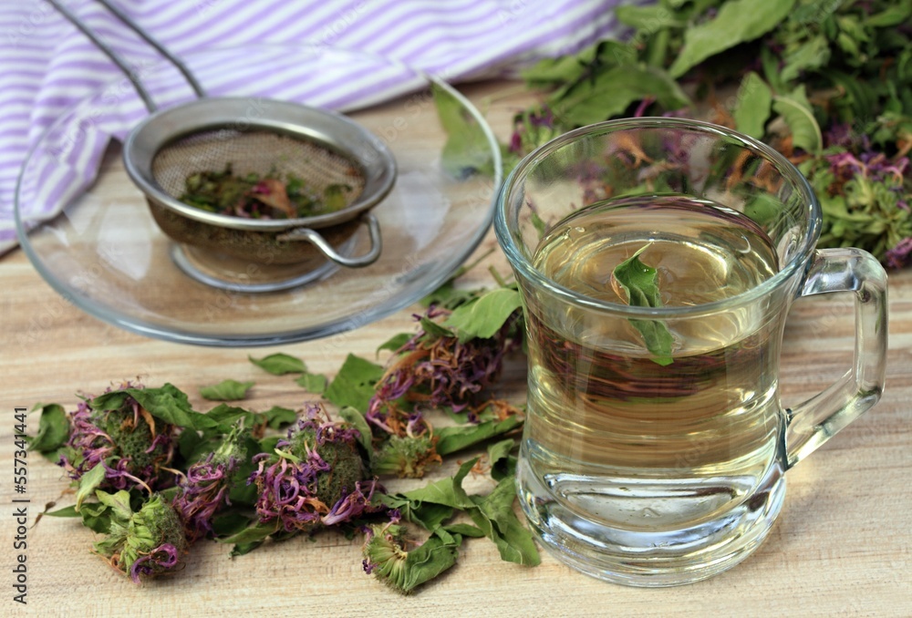 Herbal tea made from dried monarda, lat. Monarda didyma. Fragrant herb ...