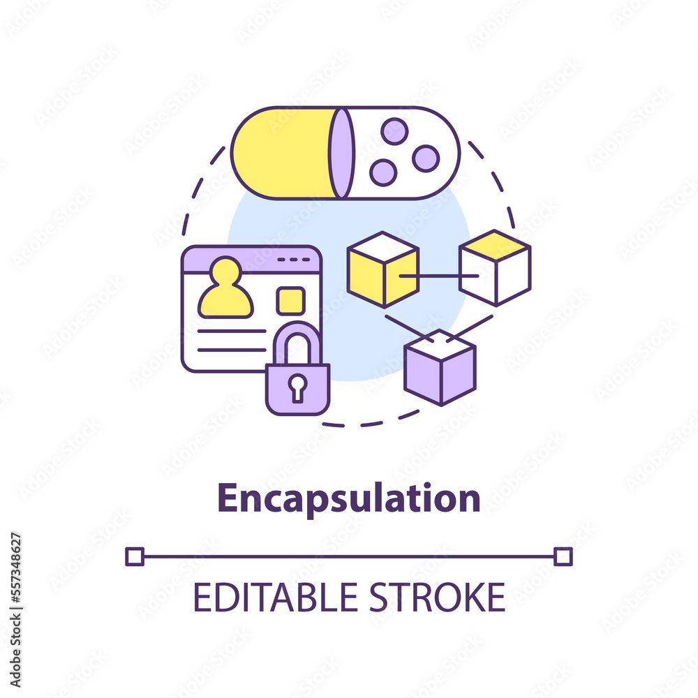 Encapsulation Concept Icon Object Oriented Programming Principle Abstract Idea Thin Line