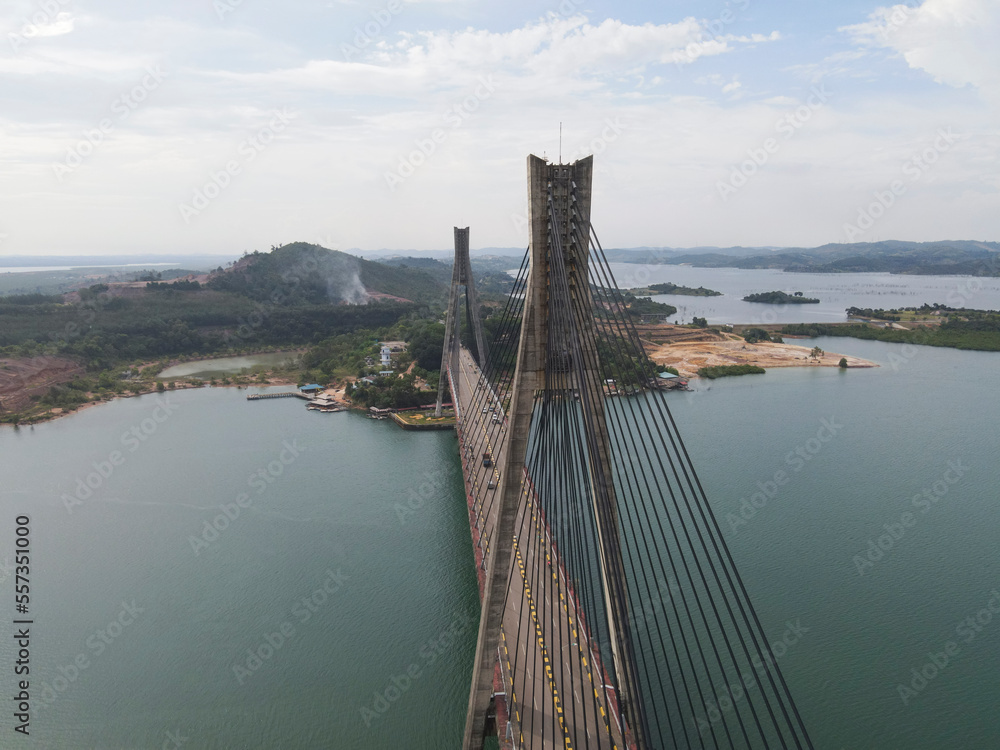 Aerial view of Barelang Bridge, a landmark and iconic bridge in Batam ...