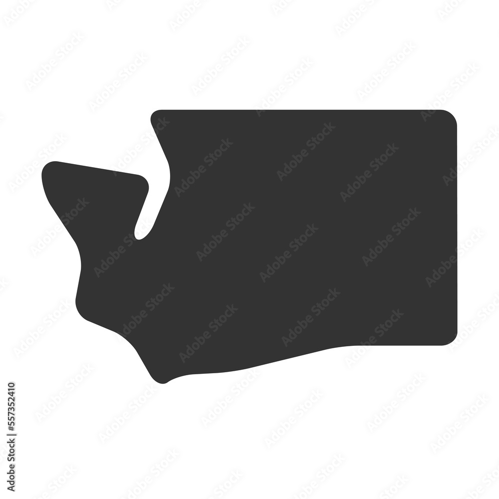 Washington state of United States of America, USA. Simplified thick ...
