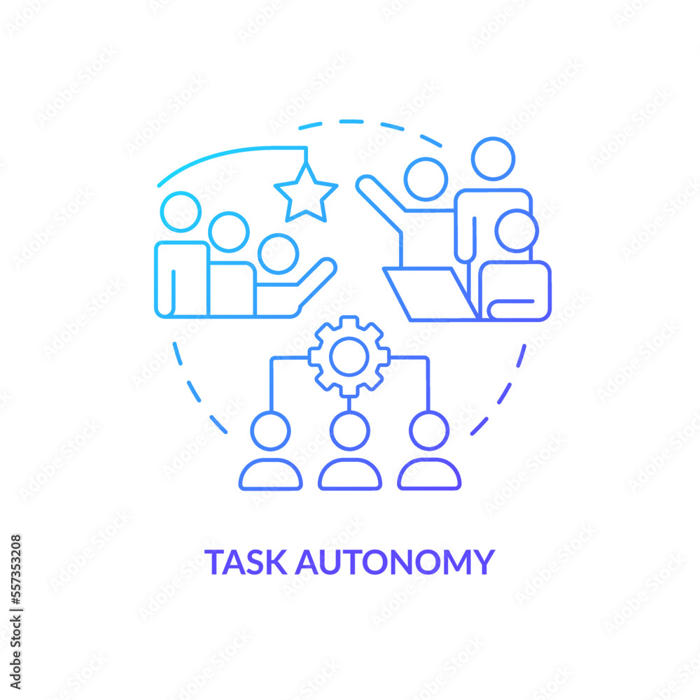 Task autonomy blue gradient concept icon. Incentives for business team ...