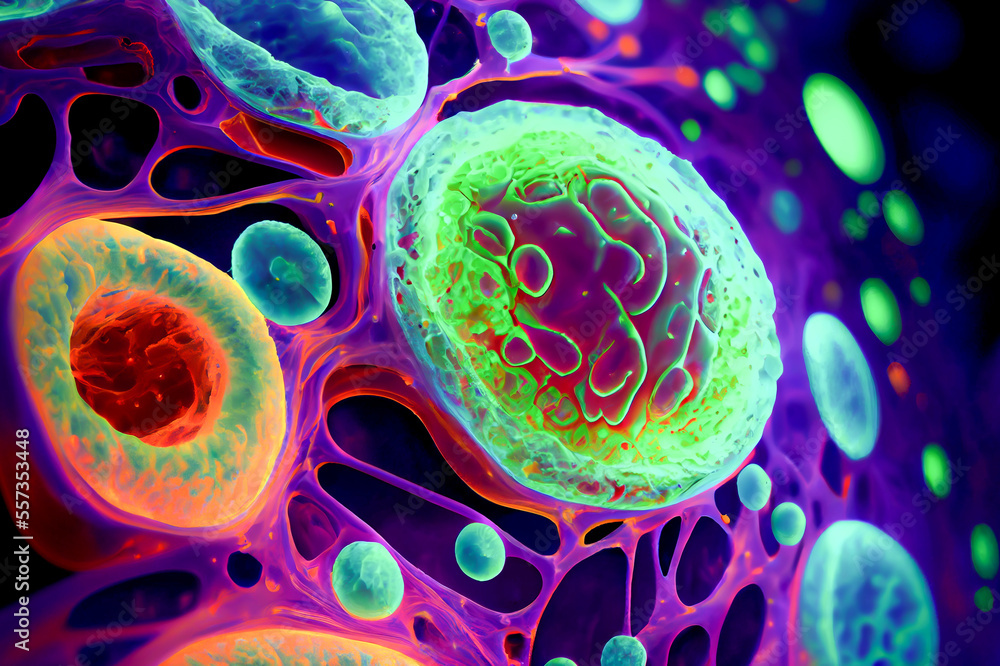 Human cells, ai illustration. Human body under microscope. Beautiful ... Human cells, ai illustration. Human body under microscope. Beautiful ...