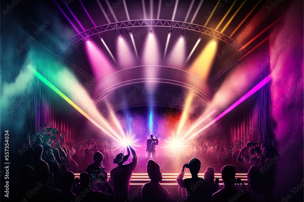 New Year's Eve party background, pop color, group of people dancing and ...