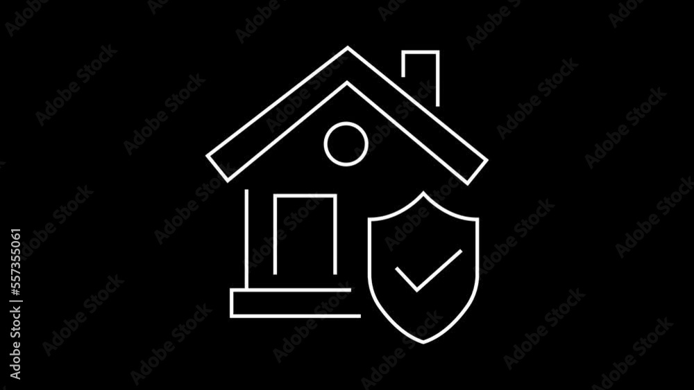 Cool linear minimalistic secured house icon animation. house with ...