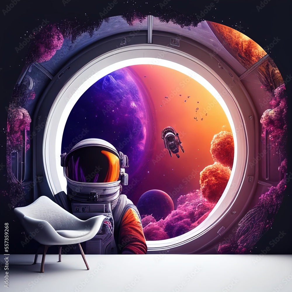 Astronaut completes missions in space, Ai generative, poster Stock ...