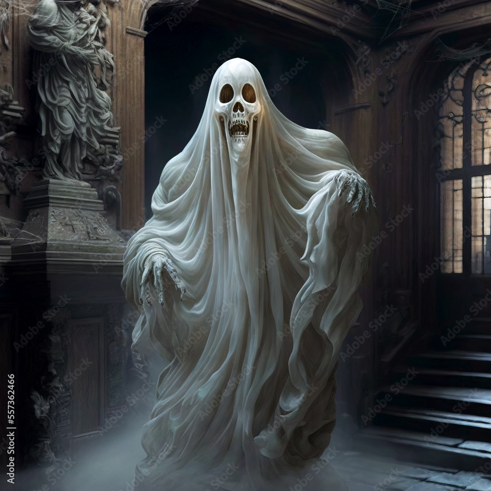 Ghost inside mansion house AI generative Stock Illustration | Adobe Stock