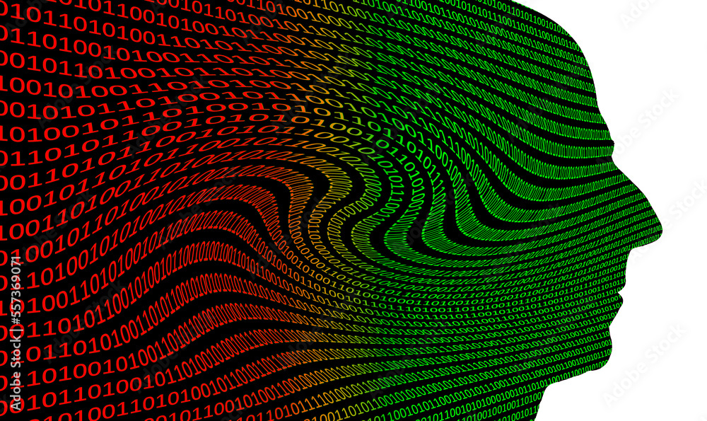 Binary code and head, conceptual illustration Stock Illustration ...