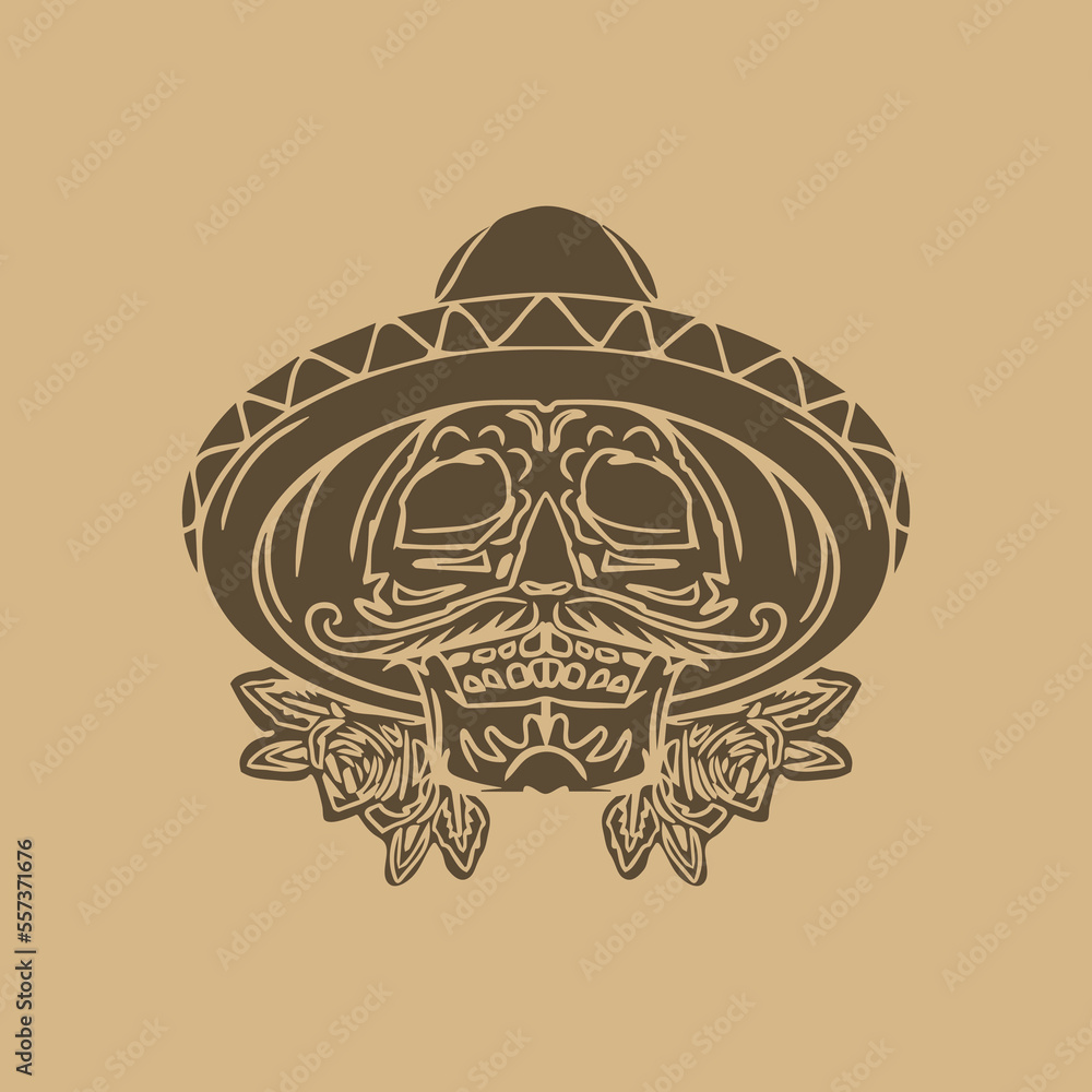 Vintage Artwork Hand Drawing Skull Stock Vector | Adobe Stock