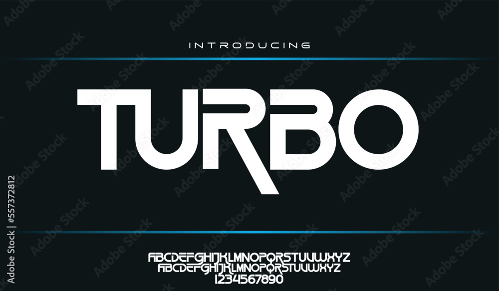 Vetor de Turbo, an elegant alphabet font and number. Premium uppercase ...