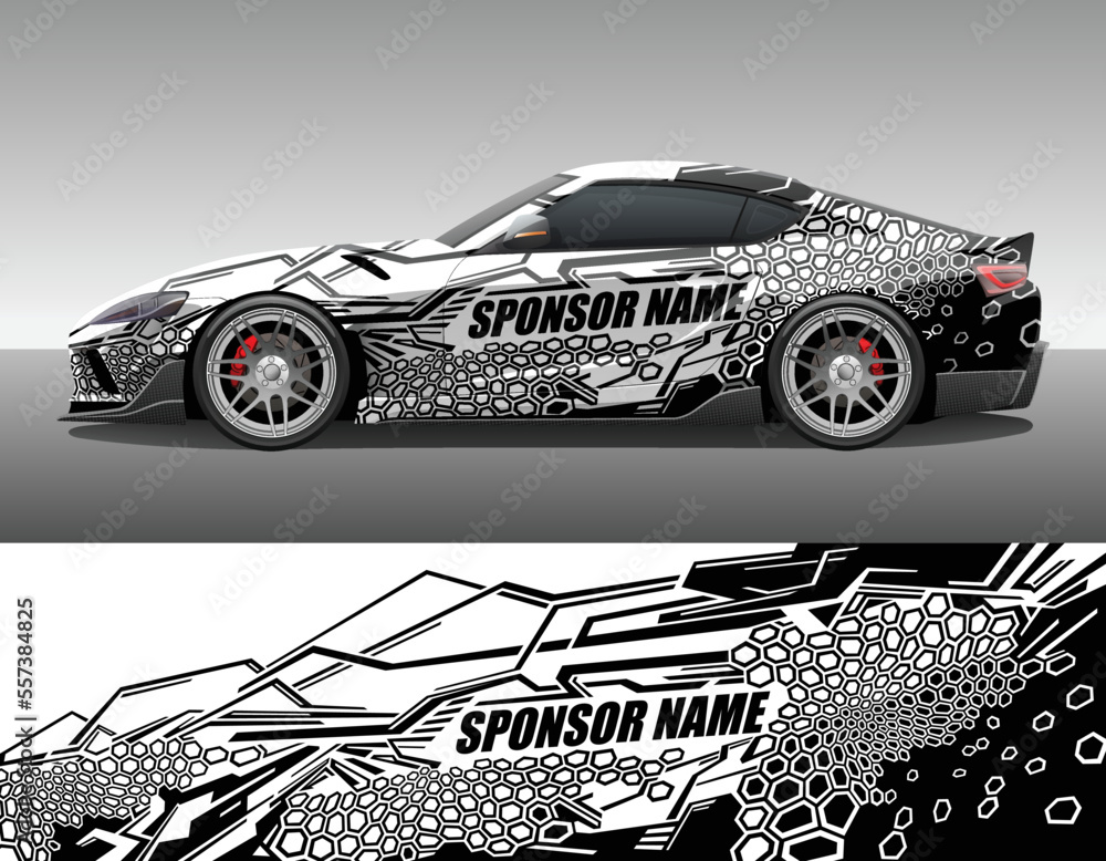 Car wrap vinyl racing decal ornament. Abstract geometric striped ...