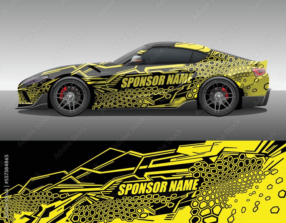Car wrap vinyl racing decal ornament. Abstract geometric striped ...