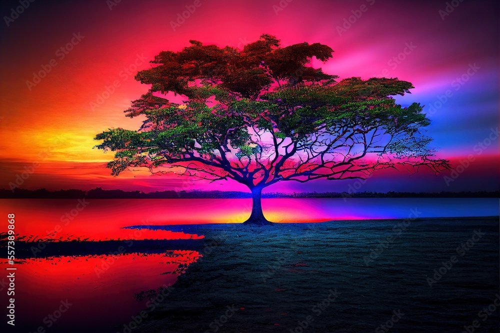 Tree of Life - digital art made by generative AI depicting the tree of ...