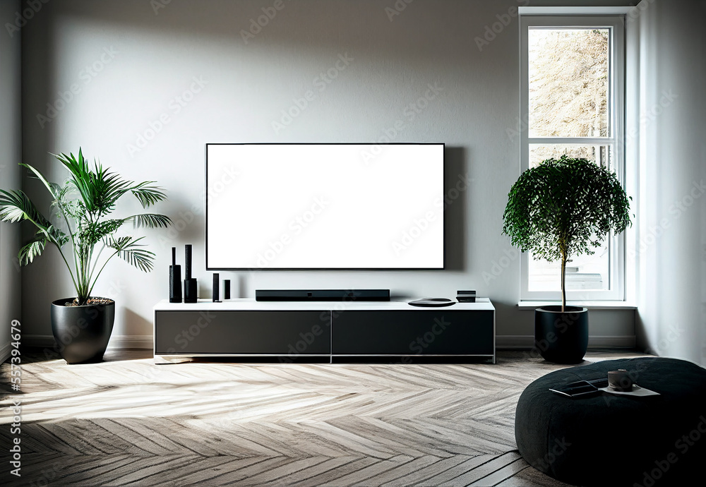 TV led screen in a studio created with generative Ai technology Stock ...