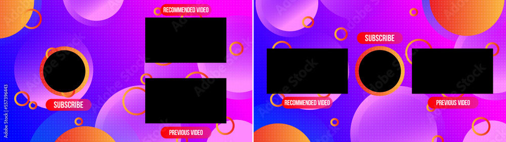 Youtube End Screen graphic design with abstract gradient blue, purple ...