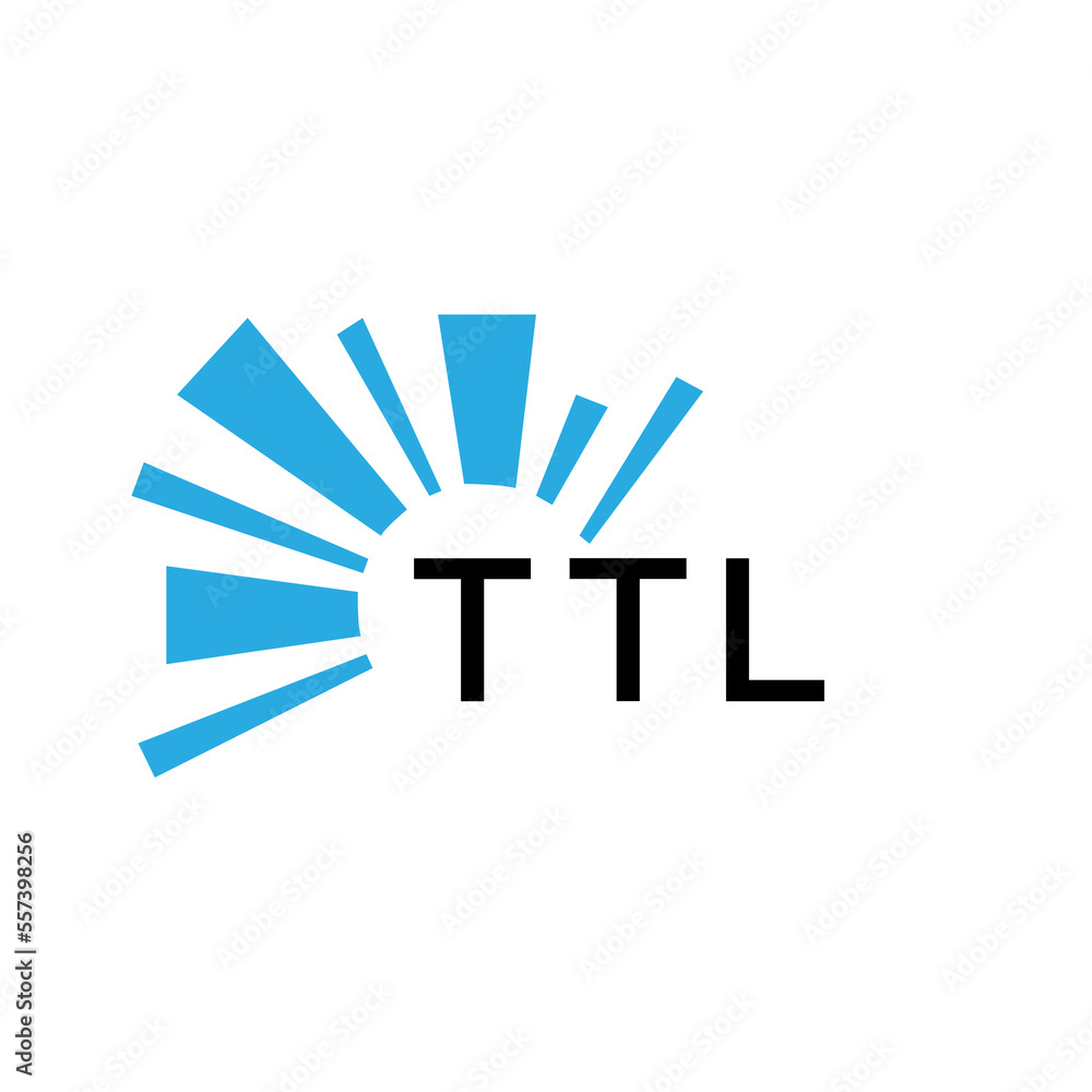 TTL letter logo. TTL blue image on white background and black letter ...