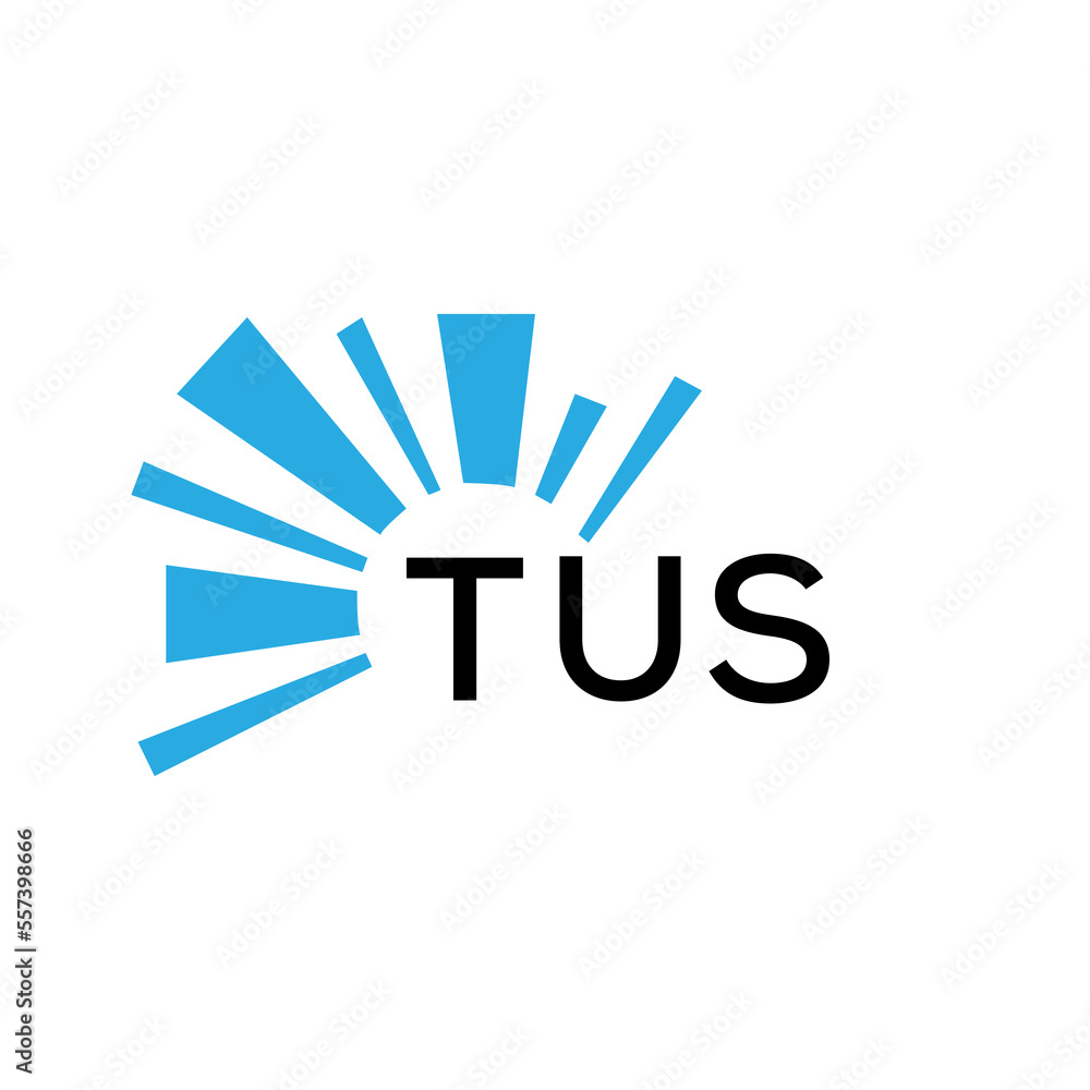 TUS letter logo. TUS blue image on white background and black letter ...