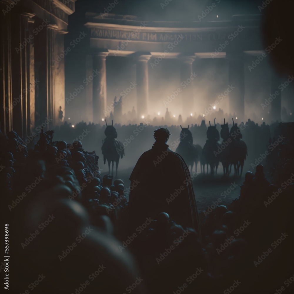 group of people in front of the brandenborg gate, horde of zombies ...