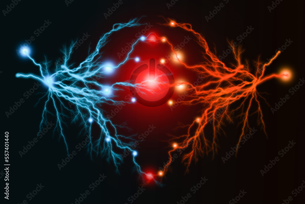 The electric light effect has a power button background. for design ...