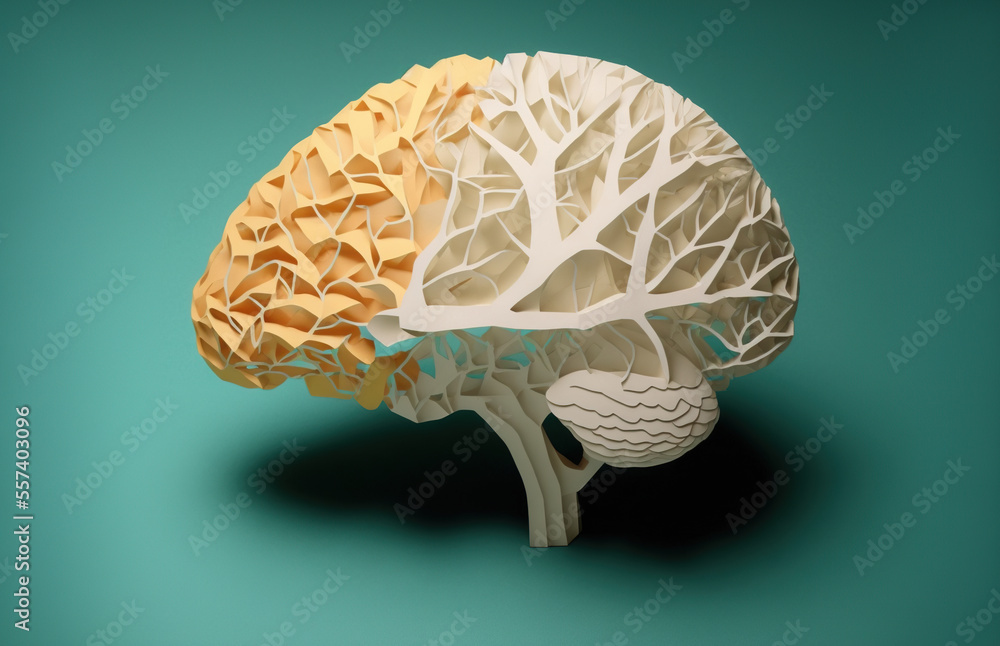 Human brain, paper craft, Generative AI illustration Stock Illustration ...