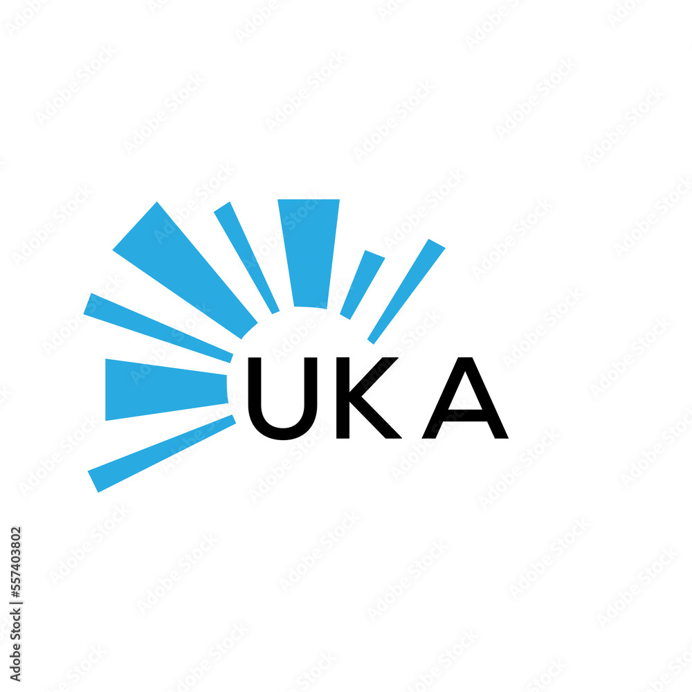 UKA letter logo. UKA blue image on white background and black letter ...