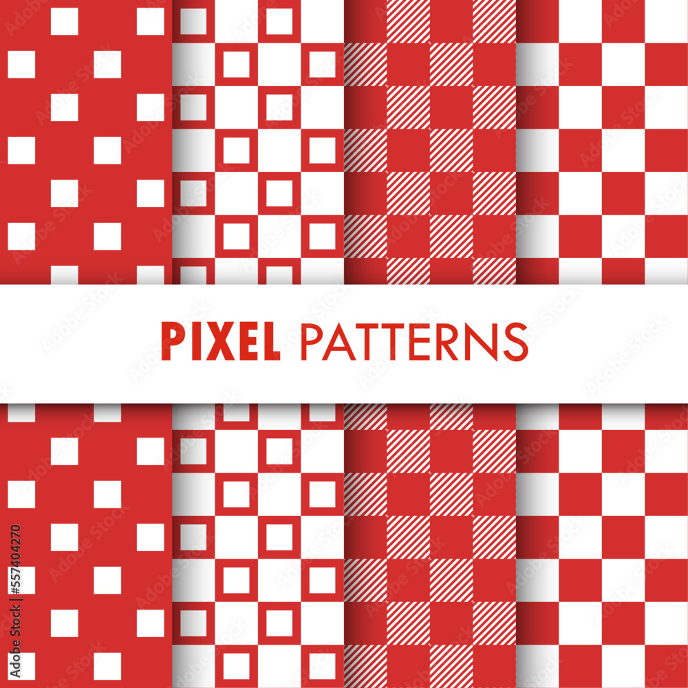 Set draw simple pixel patterns for your fabric and textile. chessboard ...