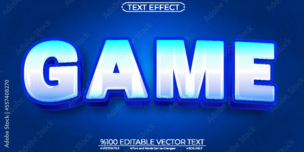 Cartoon Text Effect Blue Game Editable and Scalable Template Vector ...