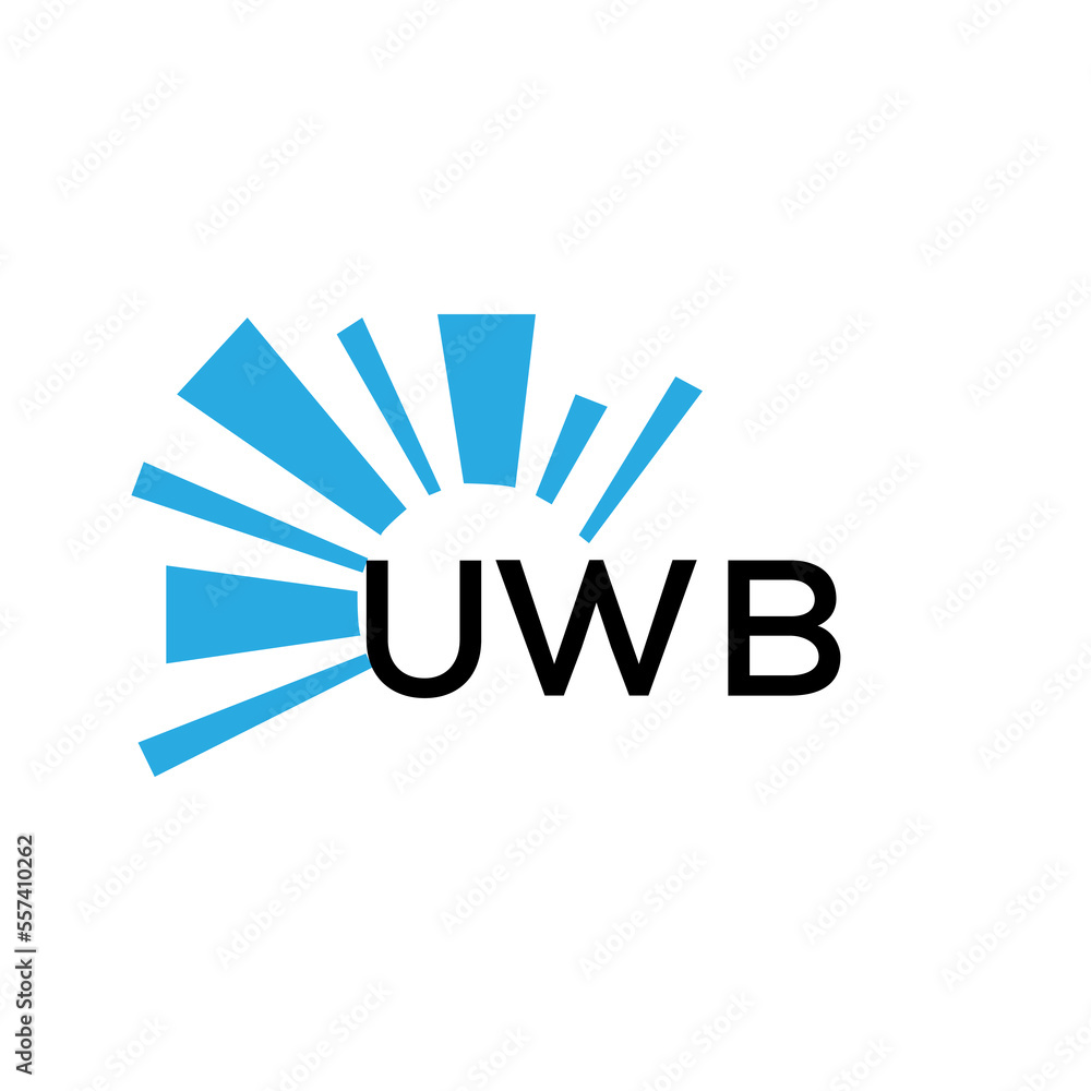 UWB letter logo. UWB blue image on white background and black letter ...