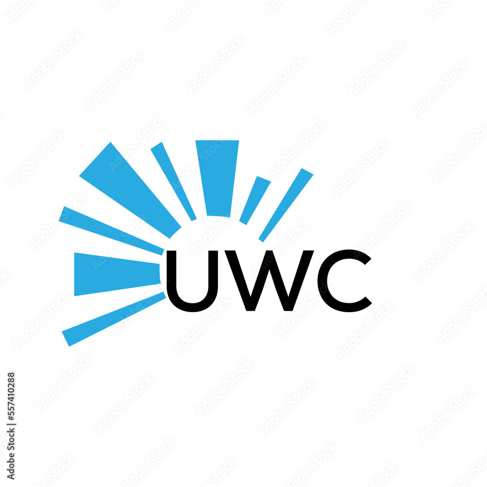 UWC letter logo. UWC blue image on white background and black letter ...