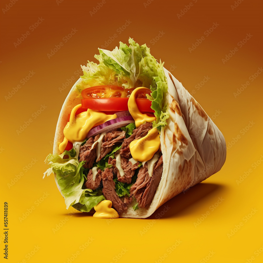 doner kebab shawarma sandwich turkey arabic recipe AI generated Stock ...