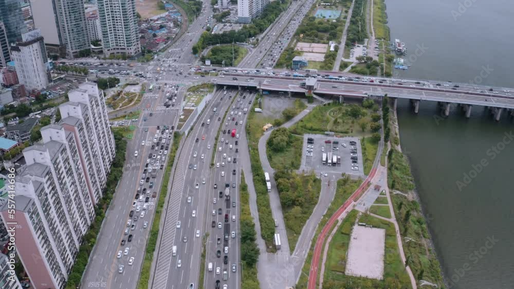 [korea drone footage] Han river city landscape, Seoul, Yongsan 素材庫影片 ...