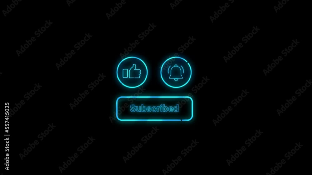Neon subscribe button on transparent background with alpha channel ...