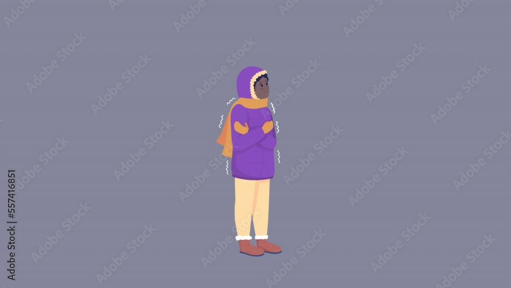 Vídeo do Stock: Animated sick kid. Child with chills. Cold weather ...