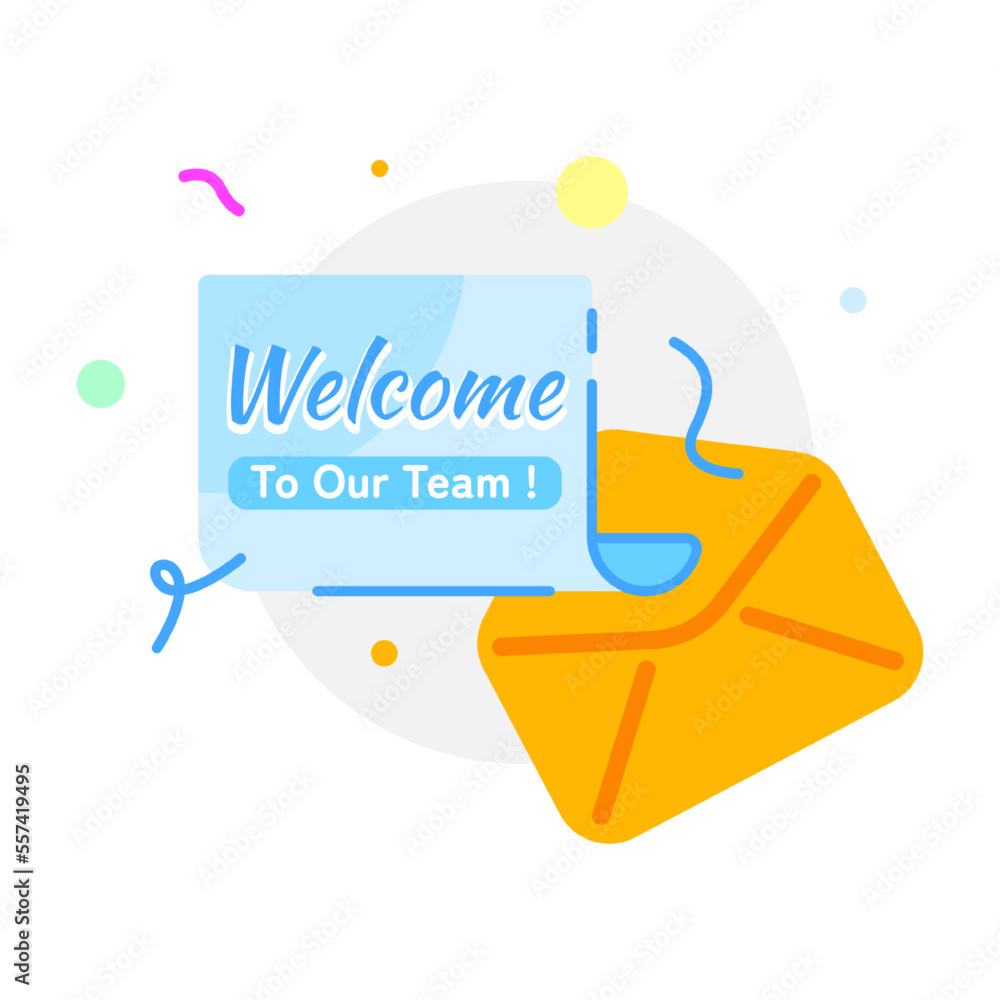 welcome to our team, greeting card template concept illustration flat ...
