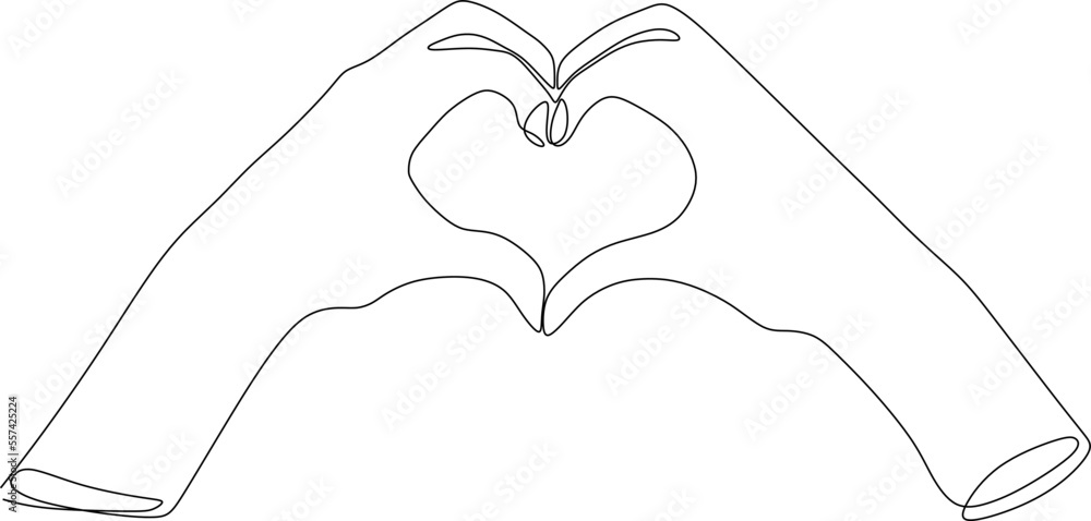 continuous line art black and white love symbol drawing Stock Vector ...
