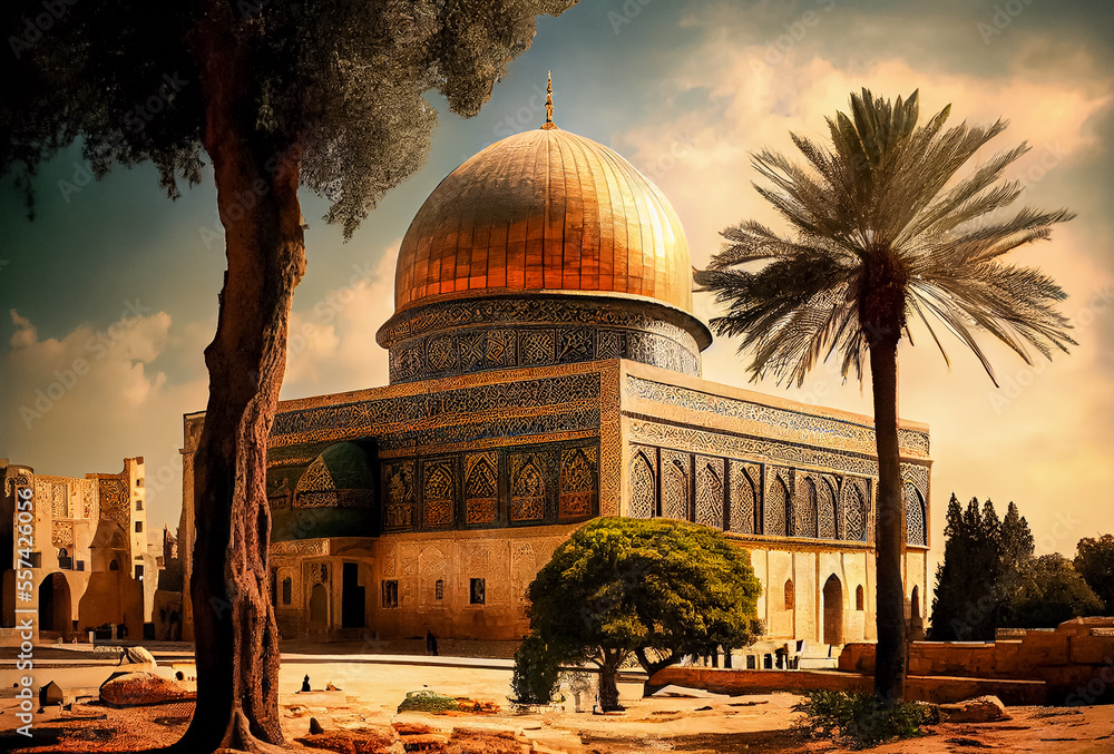 Beautiful Aqsa mosque, AI-generated Stock Illustration | Adobe Stock