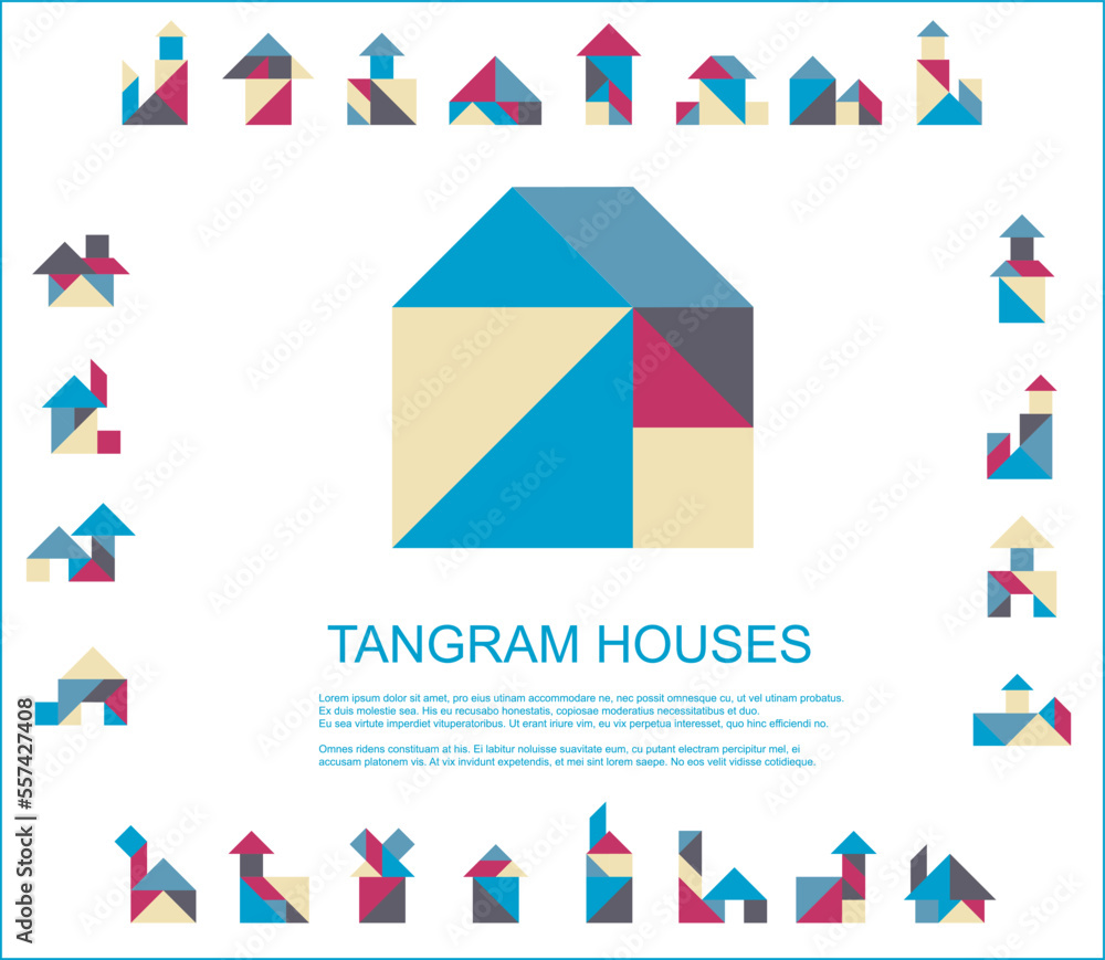 20019Set of tangram houses - stylish real estate children's puzzle ...