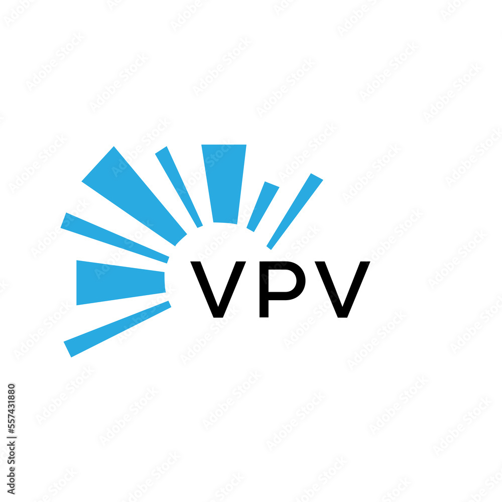 VPV letter logo. VPV blue image on white background and black letter ...