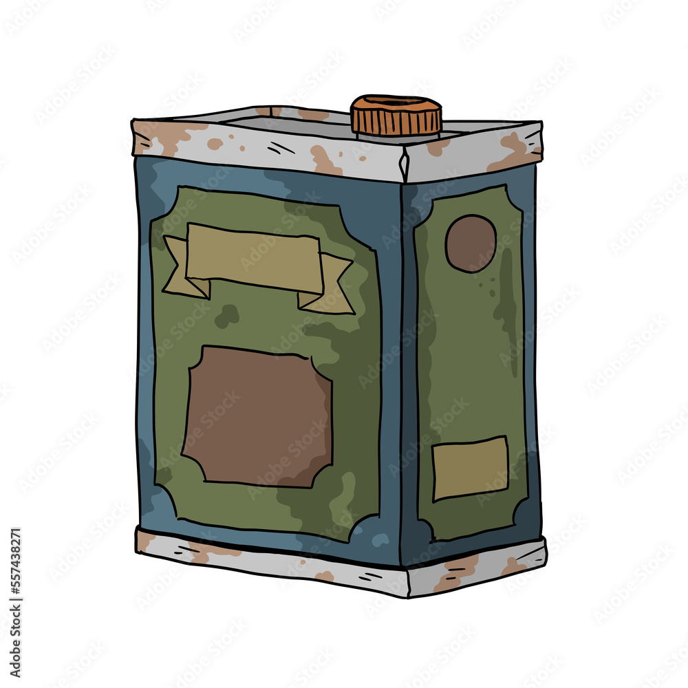 Rusty tin can in line art. Stock Illustration | Adobe Stock