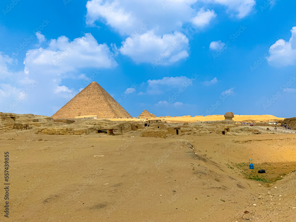 Egypt. Cairo - Giza. General view of pyramids from the Giza Plateau ...