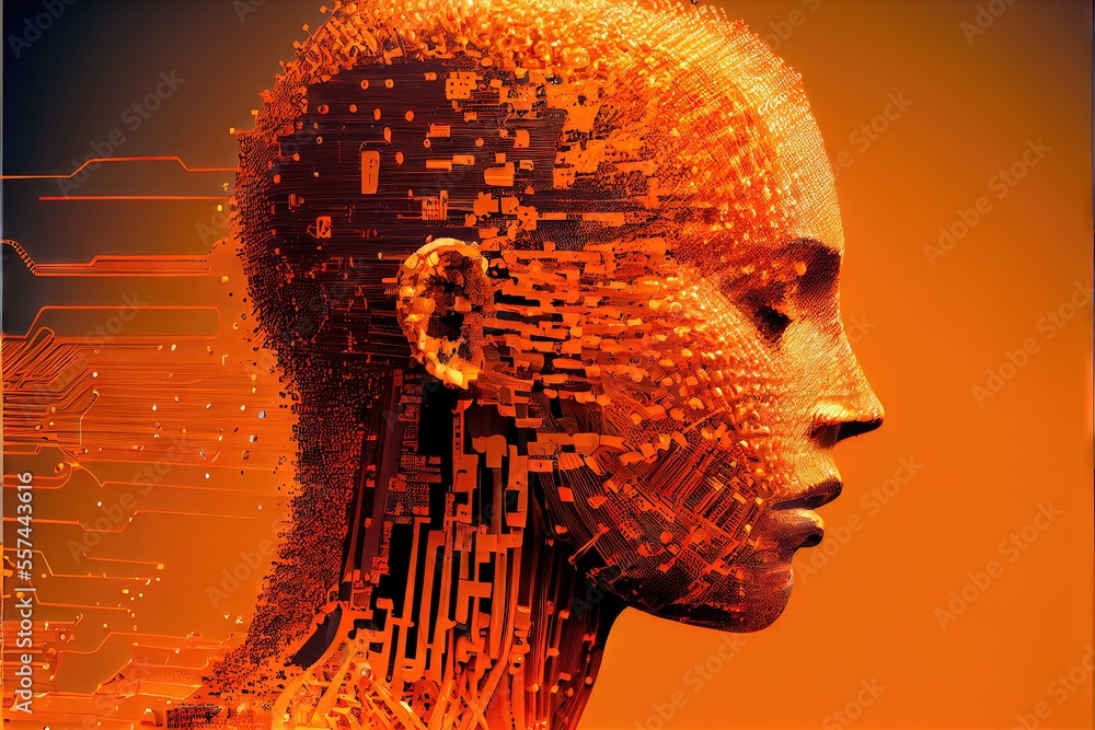 Person made of colorful data in the virtual reality metaverse created ...