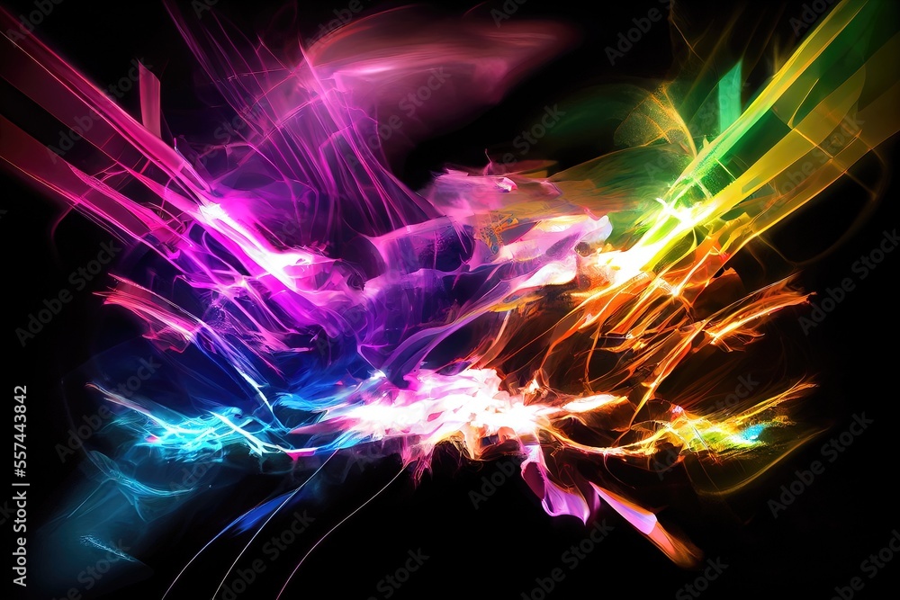 Polychromatic electric rainbow. Colorful polychromatic electricity in a ...