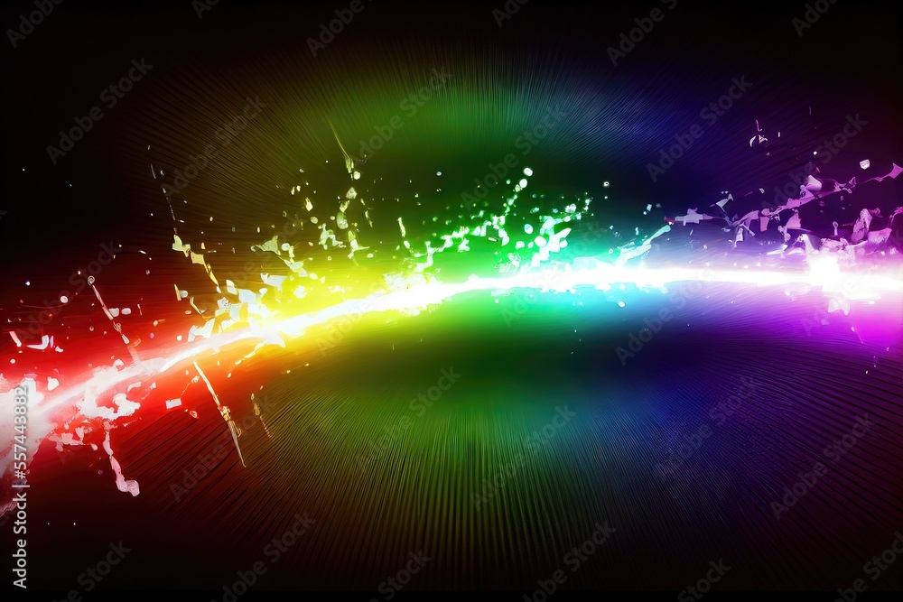 Polychromatic electric rainbow. Colorful polychromatic electricity in a ...