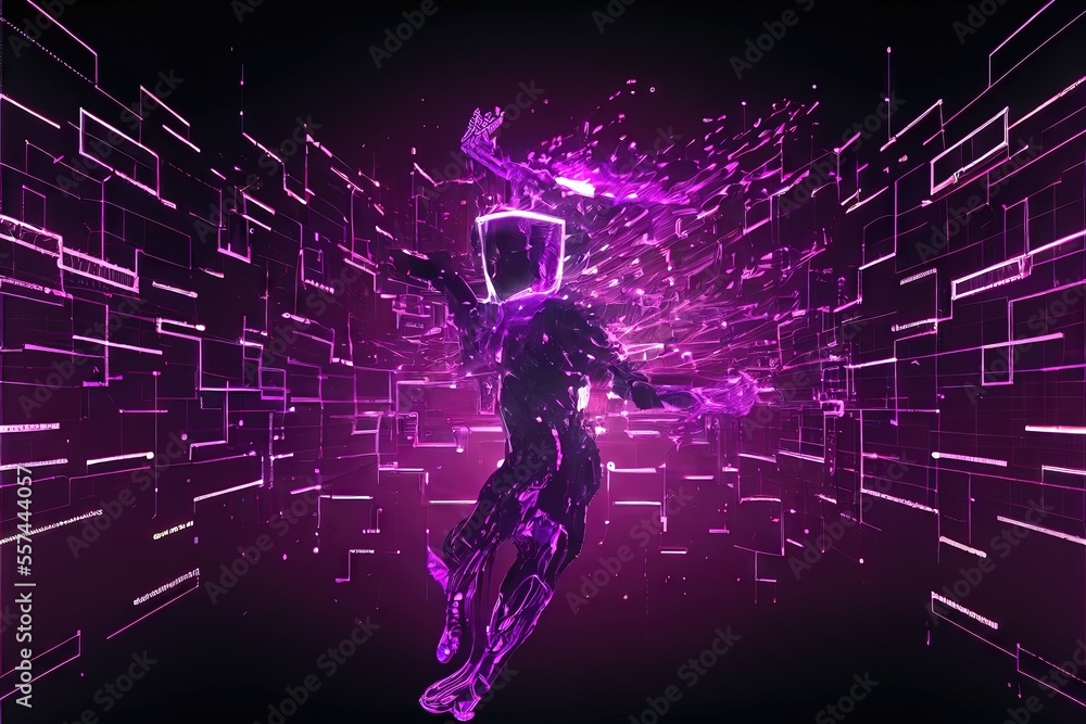 Person made of colorful data in the virtual reality metaverse created ...