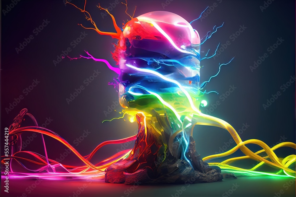 Polychromatic electric rainbow. Colorful polychromatic electricity in a ...