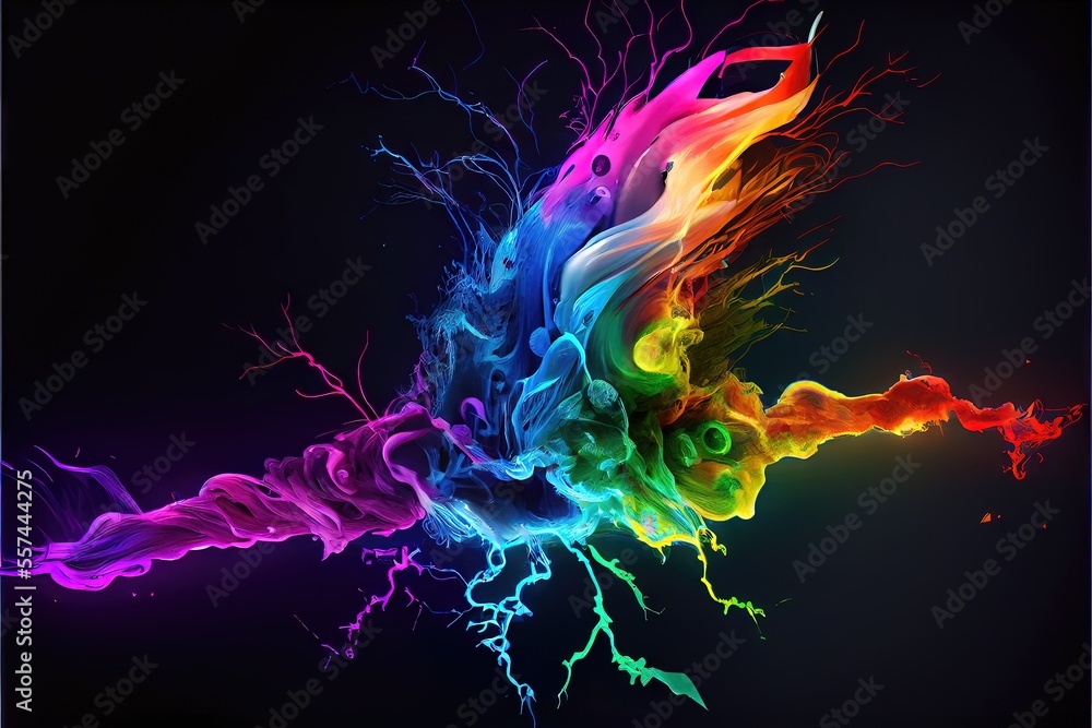 Polychromatic electric rainbow. Colorful polychromatic electricity in a ...
